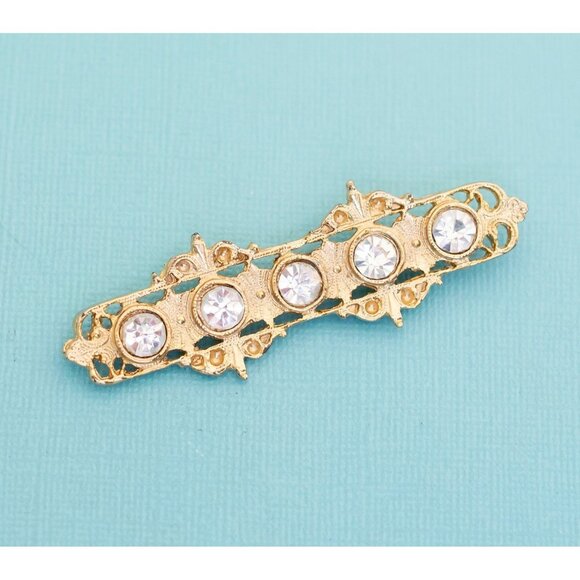 Jewelry | Vintage Victorian Circle Faux Diamonds Gold Tone Brooch E28 ...